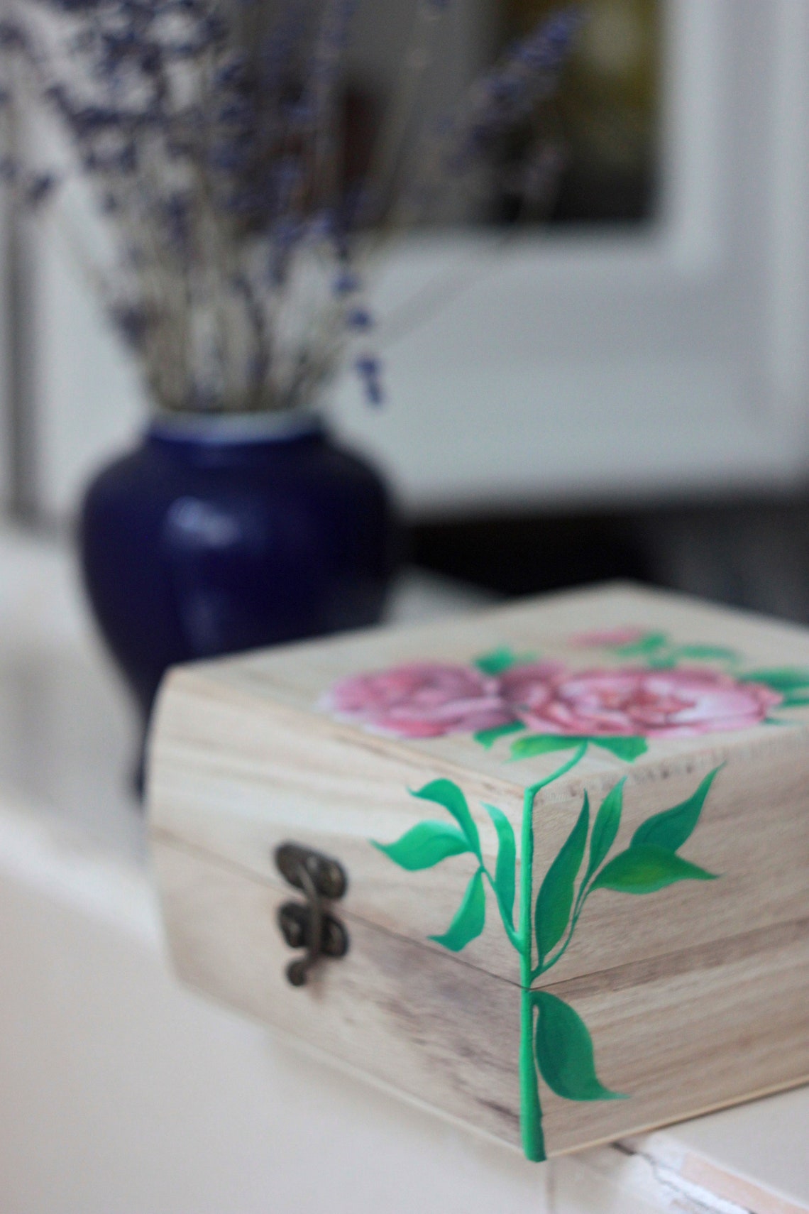 Hand-painted Wooden Storage Box “peonies”. Hand-painted Box. Unisex ...