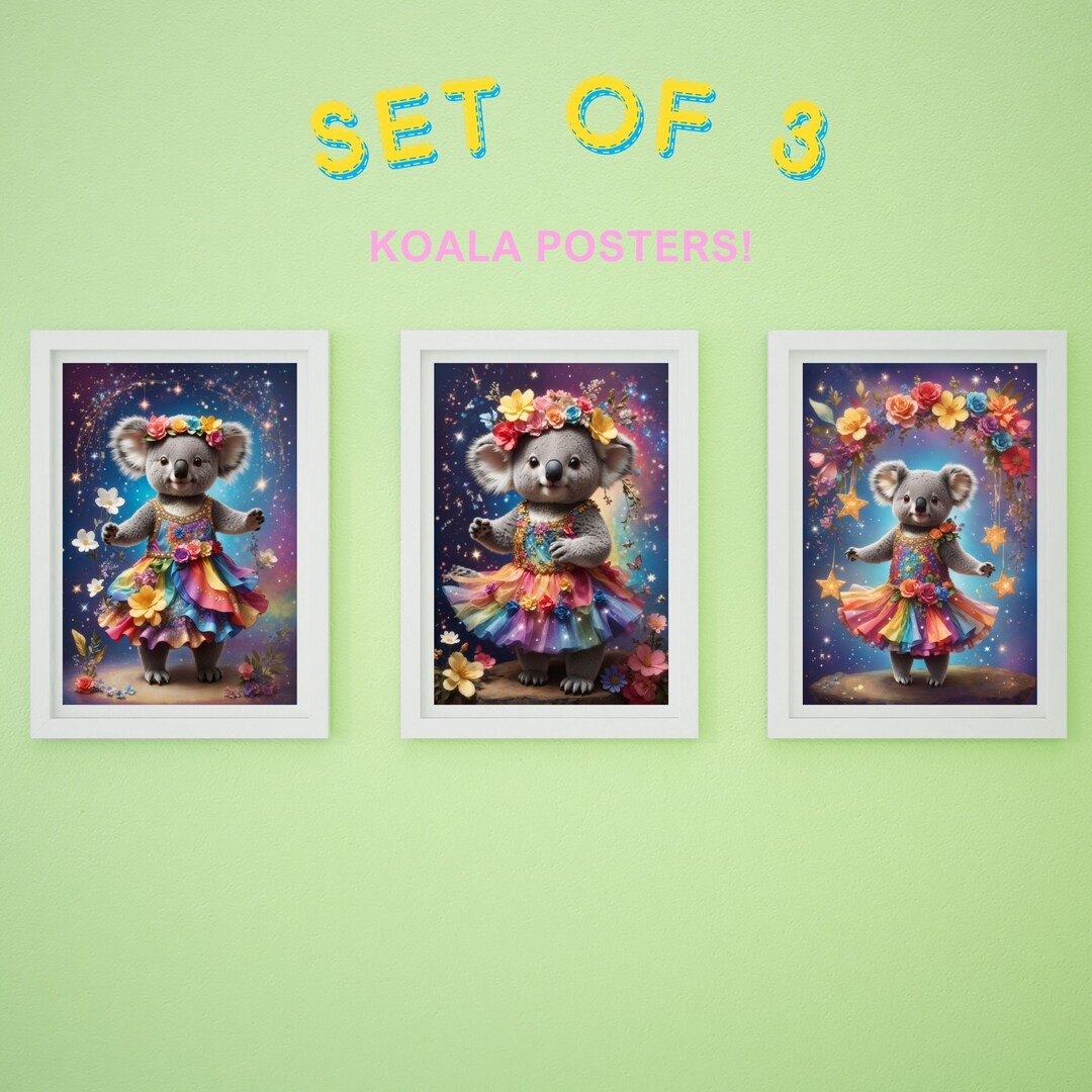 Enchanting Koala Trio Magical Printable Posters for Kids' Rooms ...