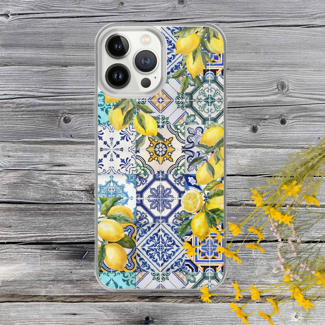 Italian Summer Phone Case, Italian Lemon Tile Collage Phone Case ...