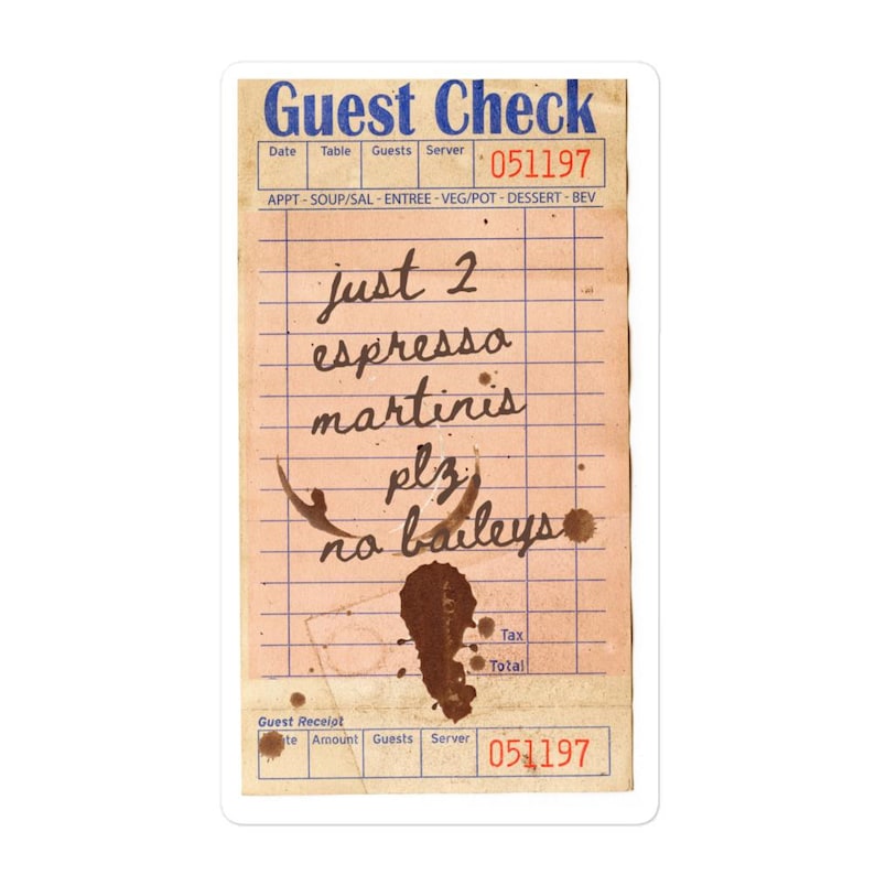 Espresso Martini Guest Check Sticker, Trendy Stickers, Espresso Martini ...