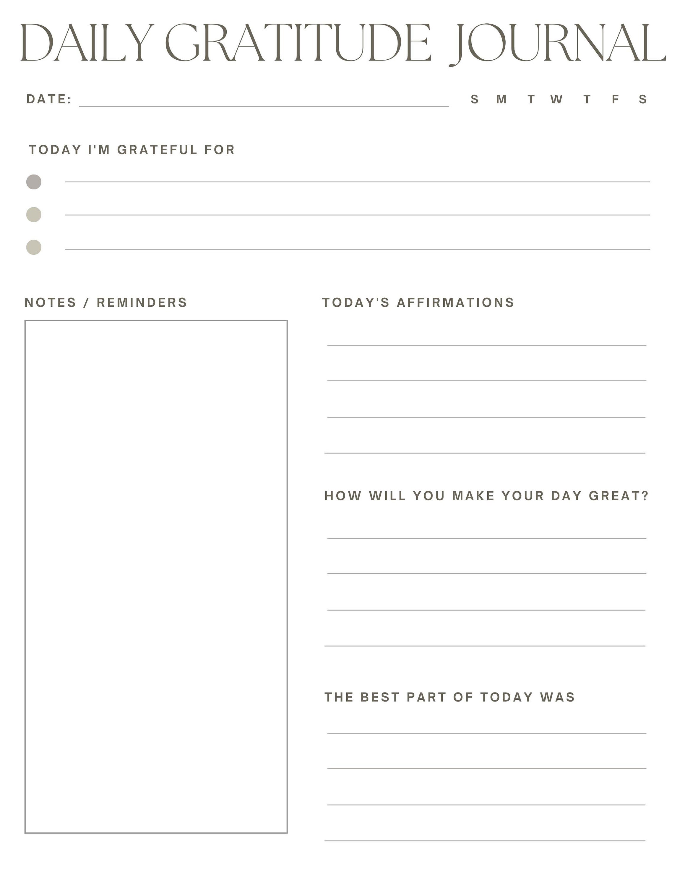 Daily Gratitude Journal, Printable Journal, Digital and Printable ...