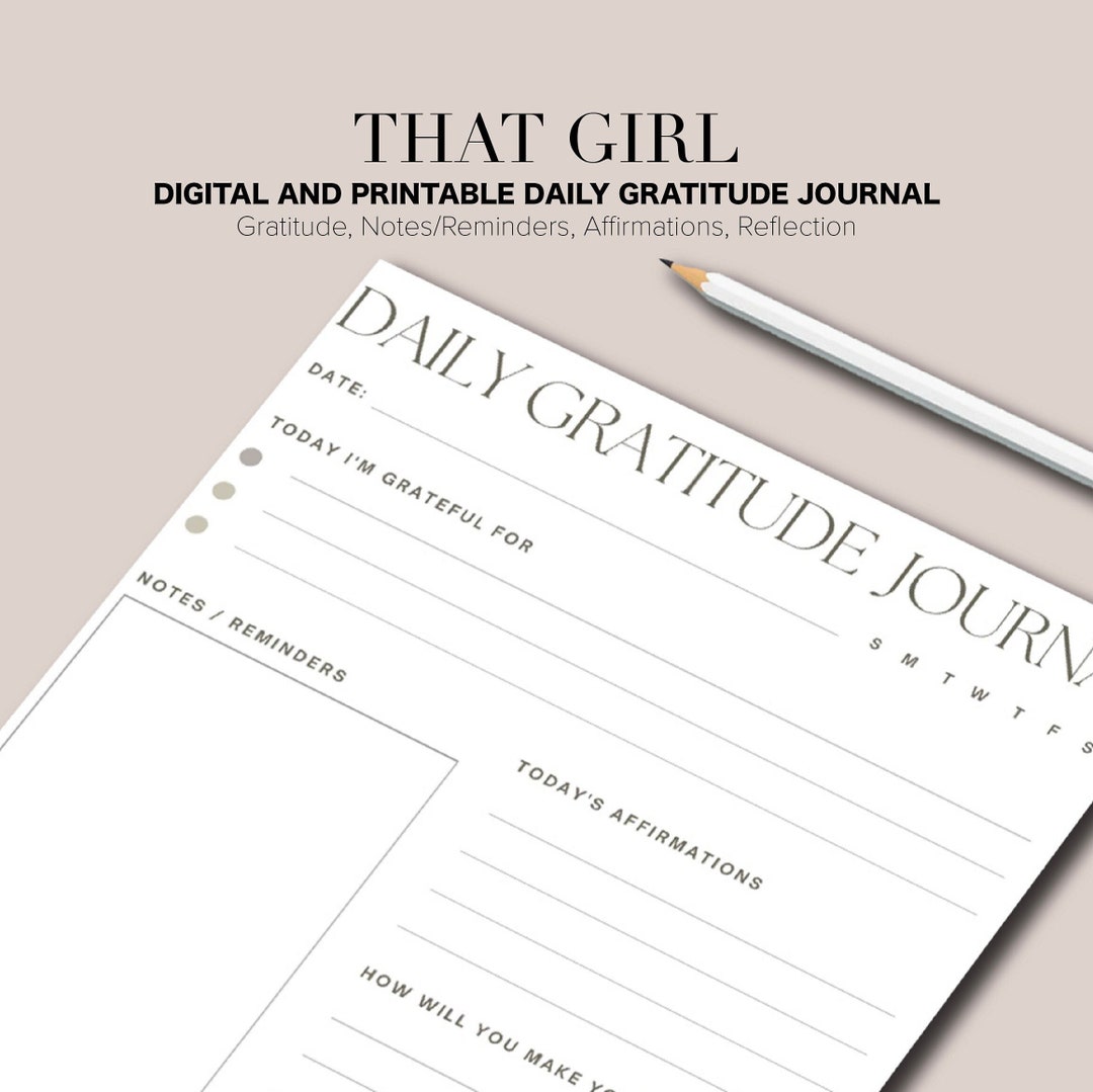 Daily Gratitude Journal, Printable Journal, Digital and Printable ...