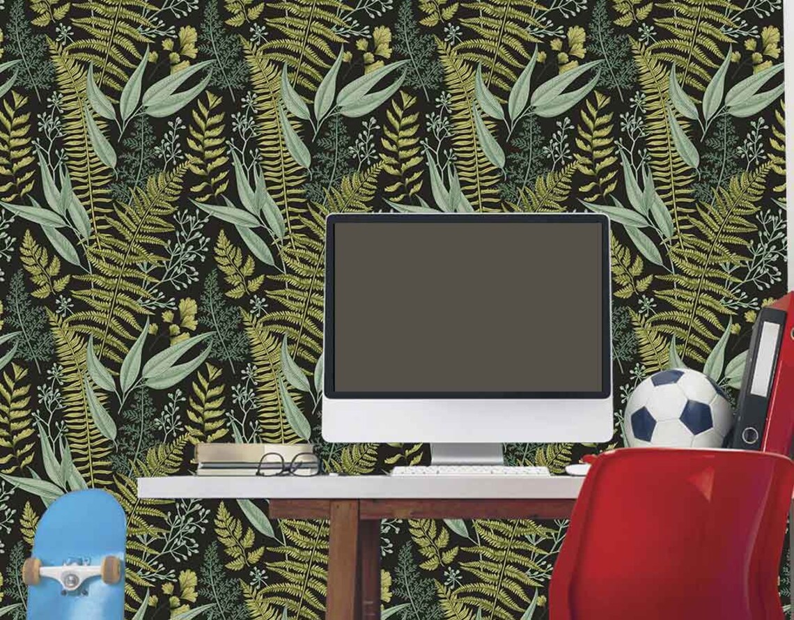 Botanical Wallpaper Ferns Wallpaper Wall Mural Green Home - Etsy