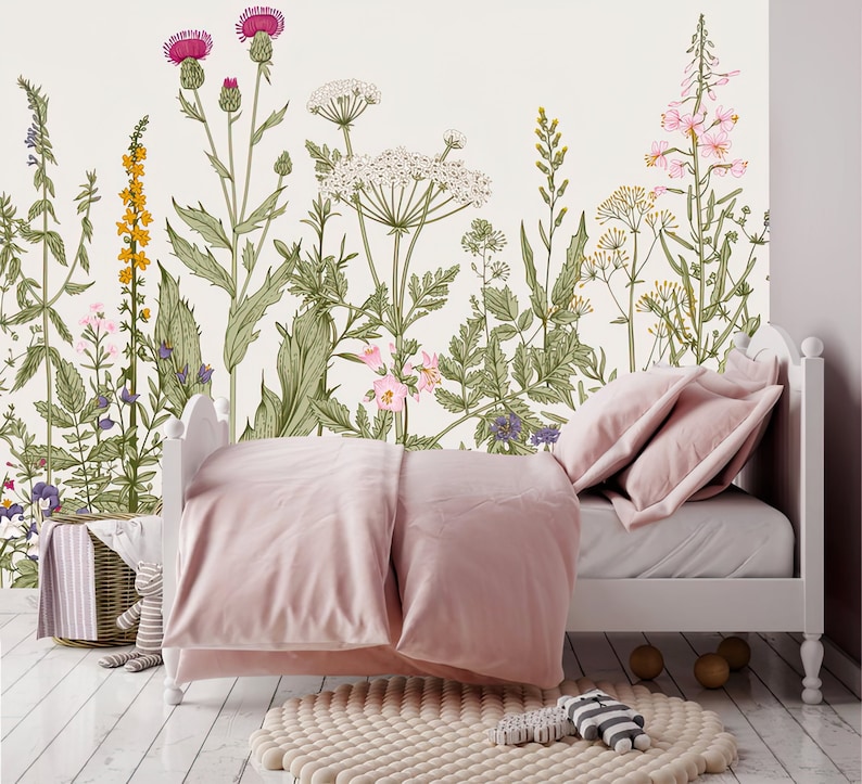 Wildflower Wall Mural Removable Wallpaper Self Adhesive - Etsy UK
