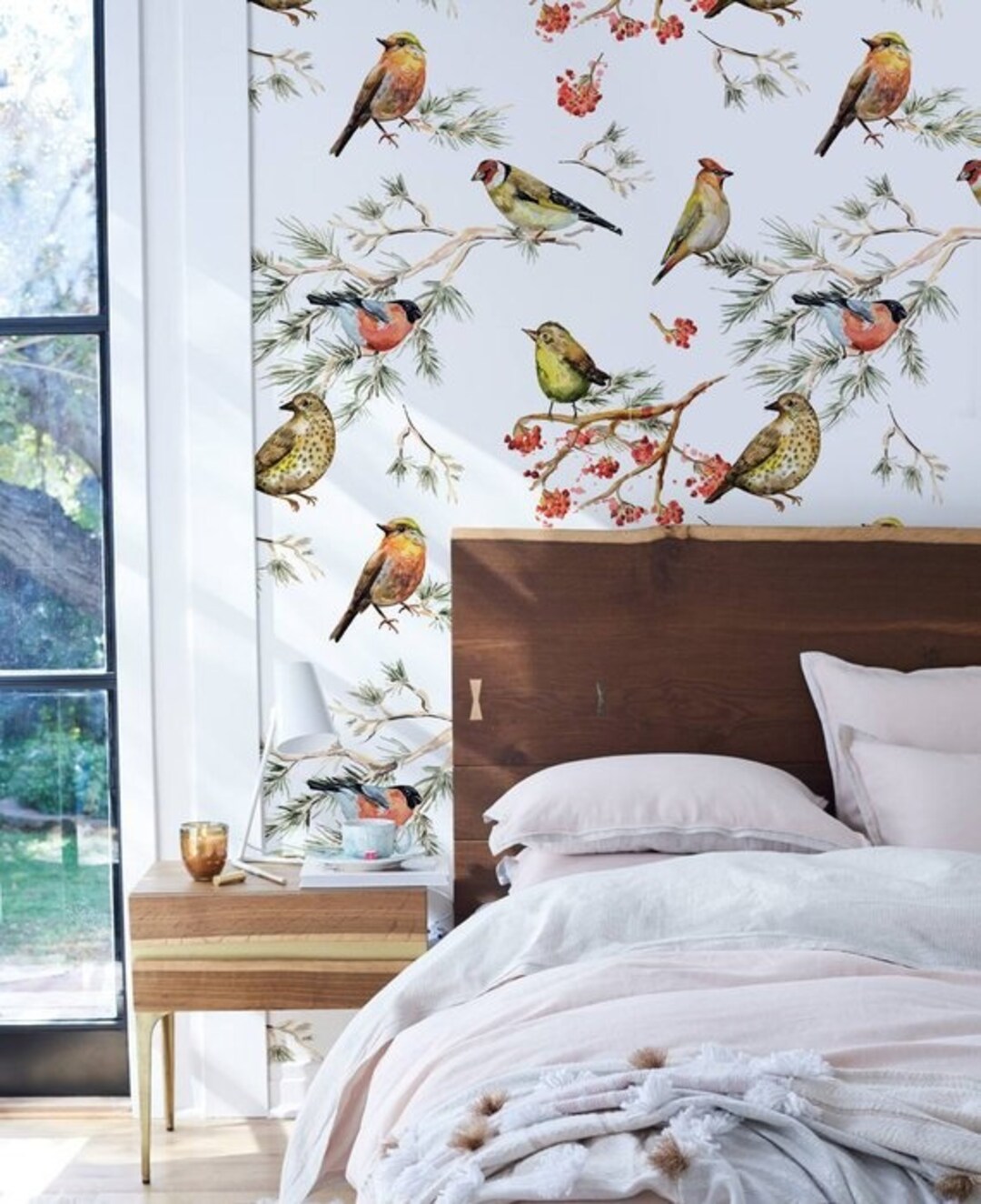 Forest Birds Wallpaper, Removable, Peel&stick, Repositionable Wall ...
