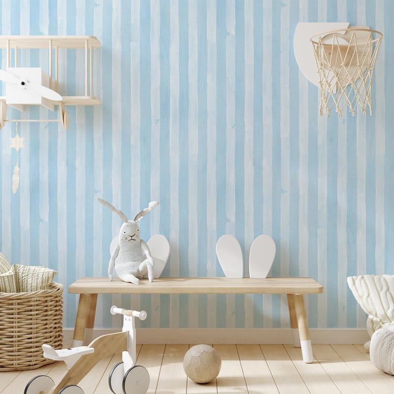 Vinyl Wallpaper Blue Stripes - Etsy UK