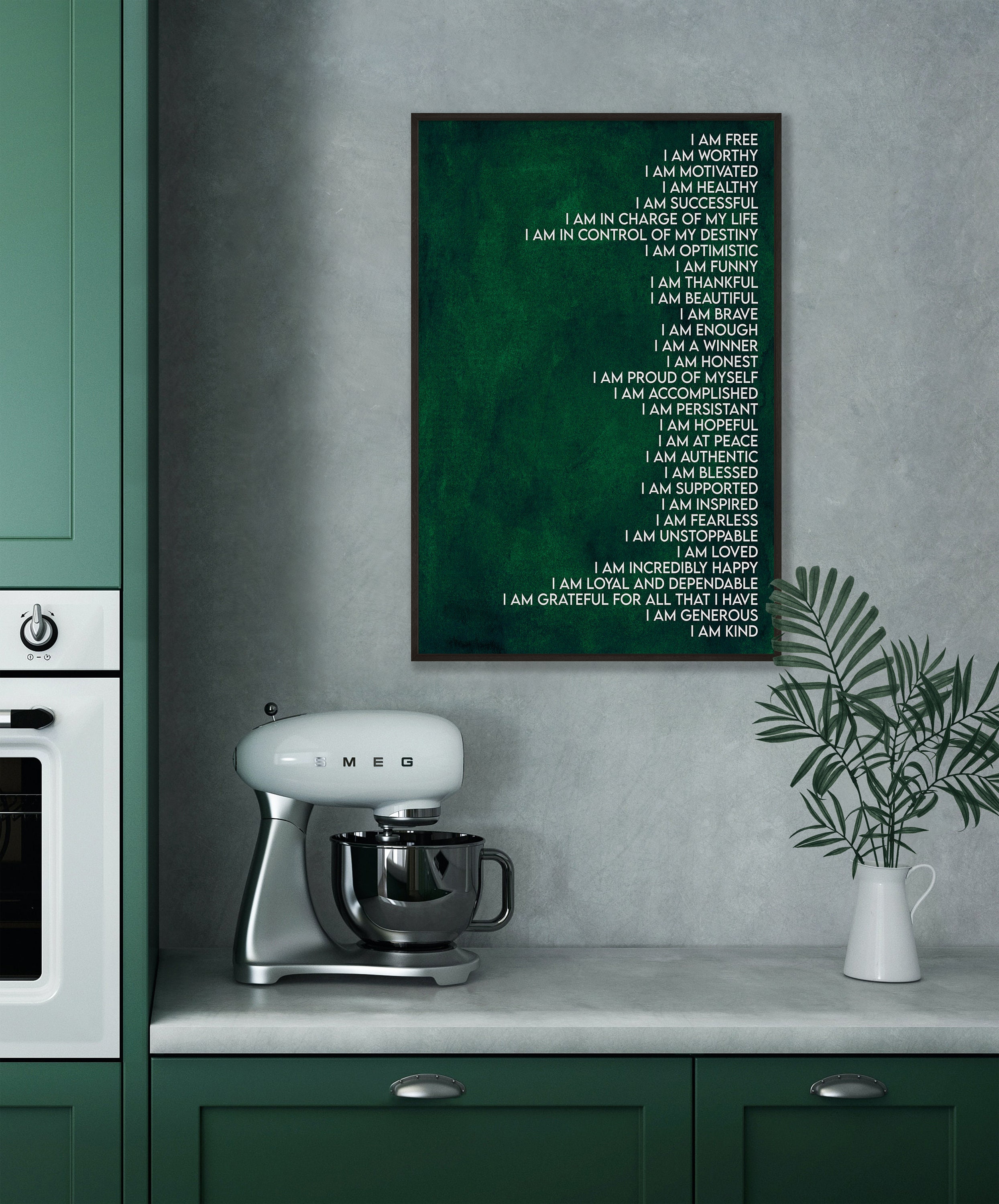 Emerald Green Positive Affirmations Wall Print Dark Green - Etsy