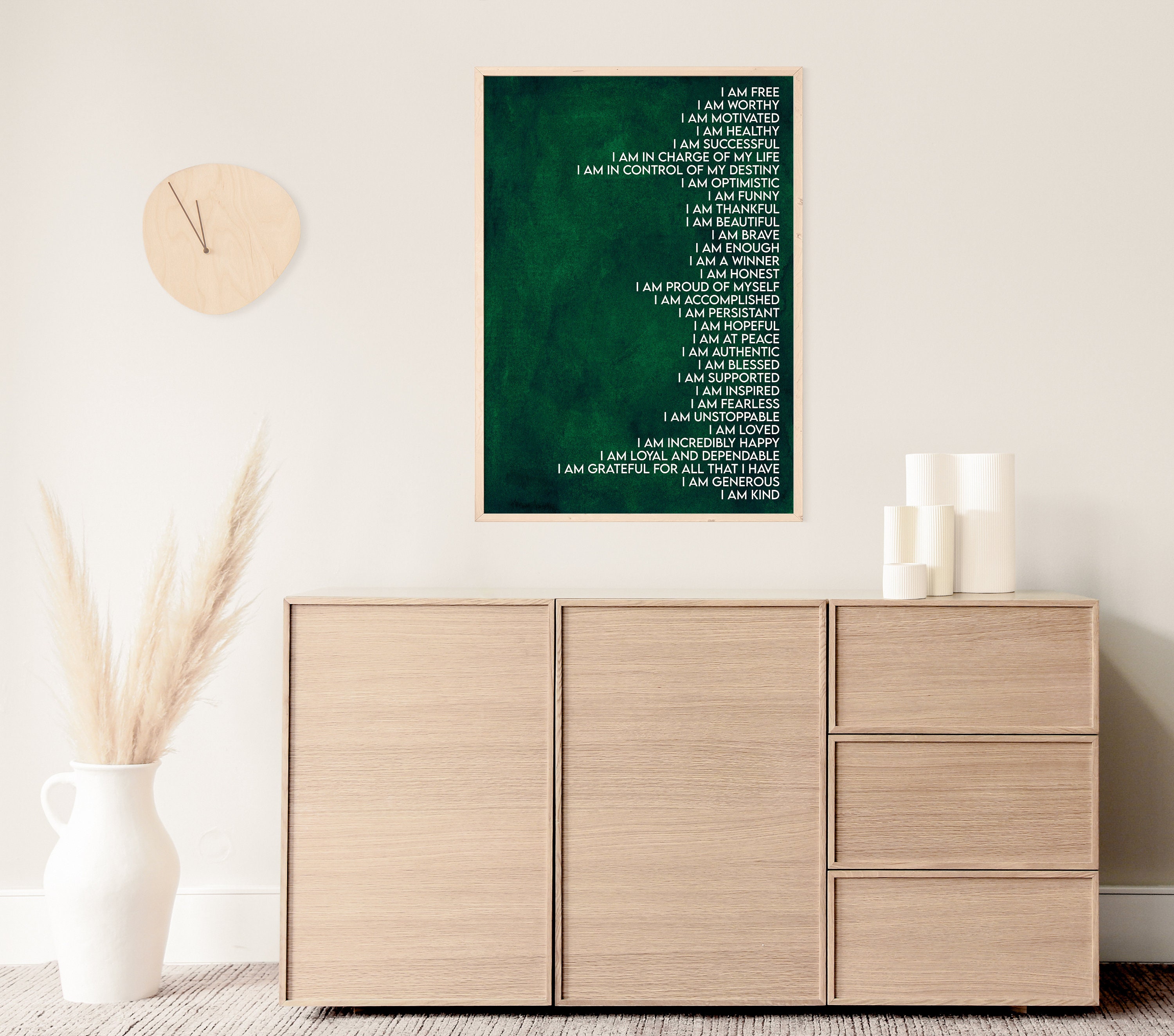 Emerald Green Positive Affirmations Wall Print Dark Green - Etsy