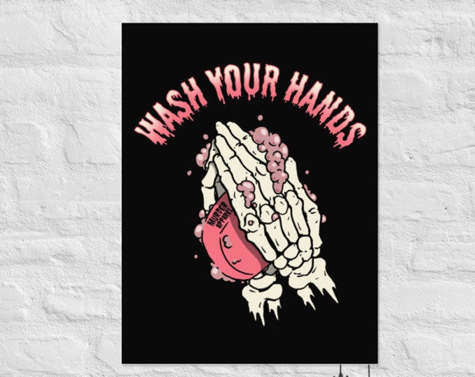 Wash Your Hands Skeleton Hands Sticker | Etsy