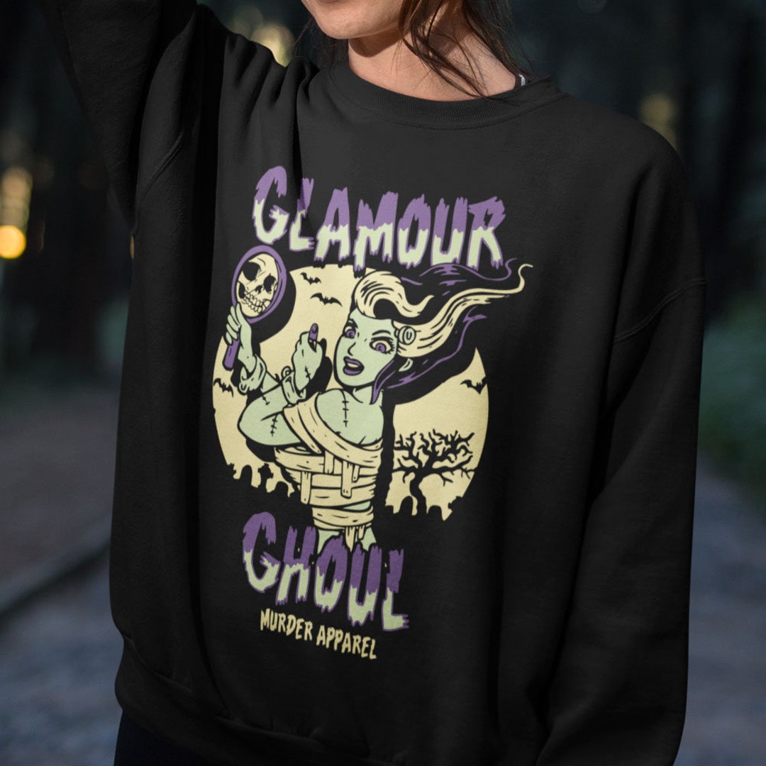 Glamour Ghoul Vintage Halloween Monster Sweatshirt for Make-up Addicts ...