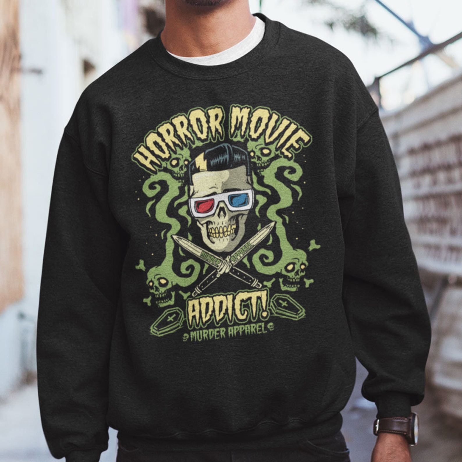 Horror Movies Addict Sweatshirt for Horror Movie Fans - Etsy