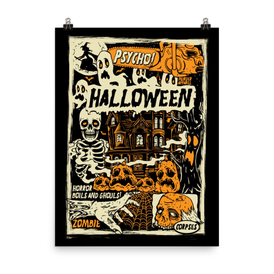 Retro Halloween Vibes Poster - Etsy
