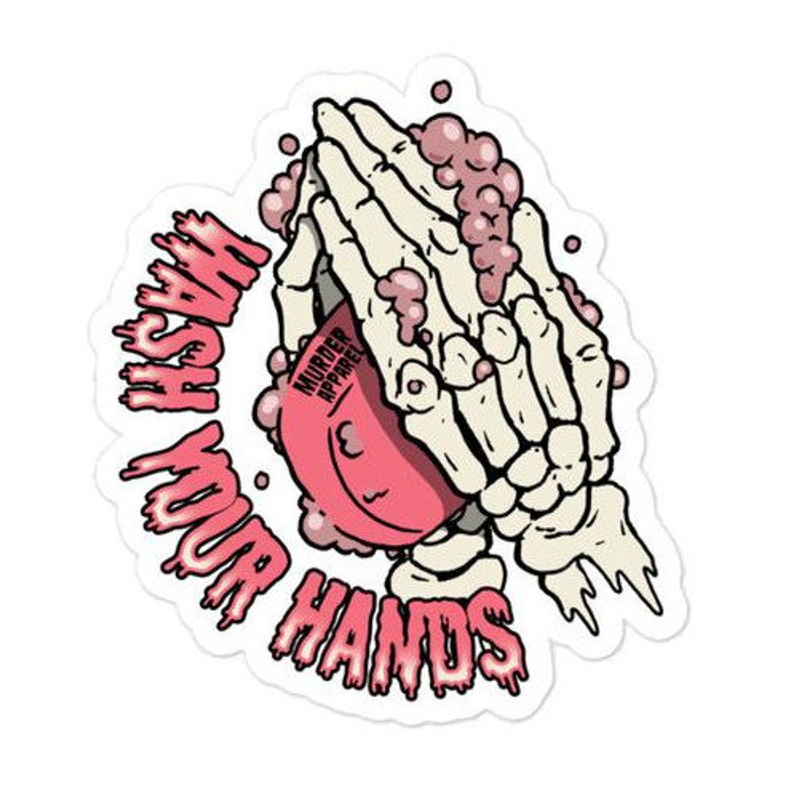 Wash Your Hands Skeleton Hands Sticker - Etsy
