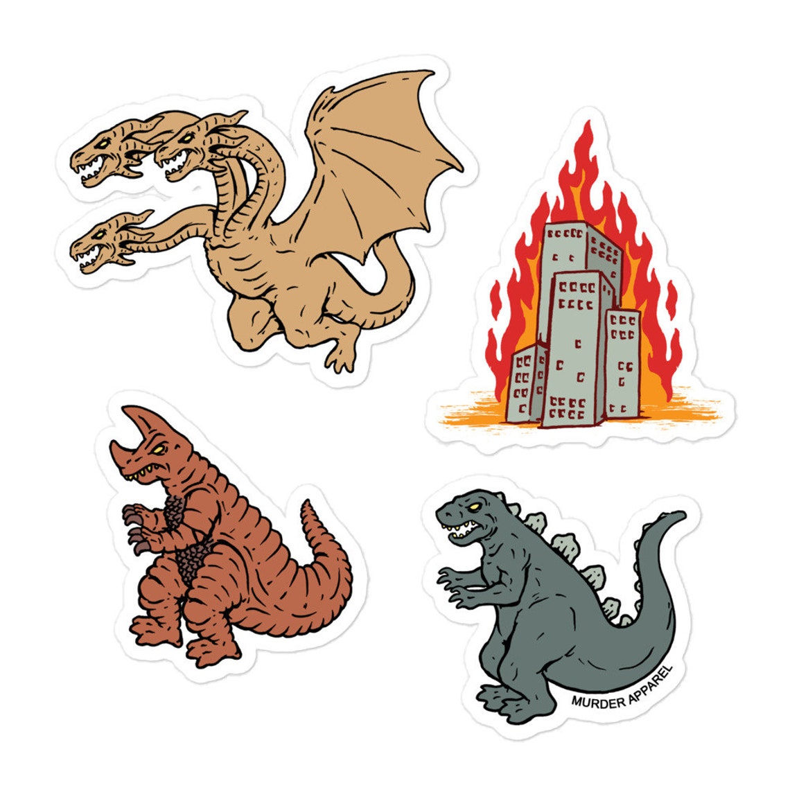 Godzilla And Friends Sticker Sheet | Etsy