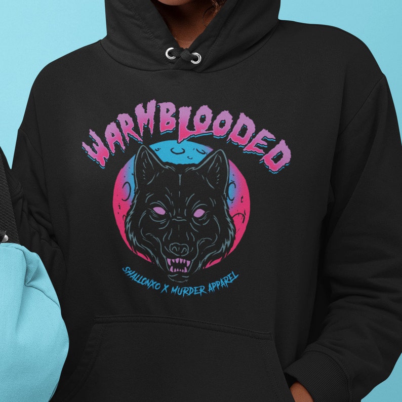 Retro Neon Werewolf Full Moon Hoodie - Etsy