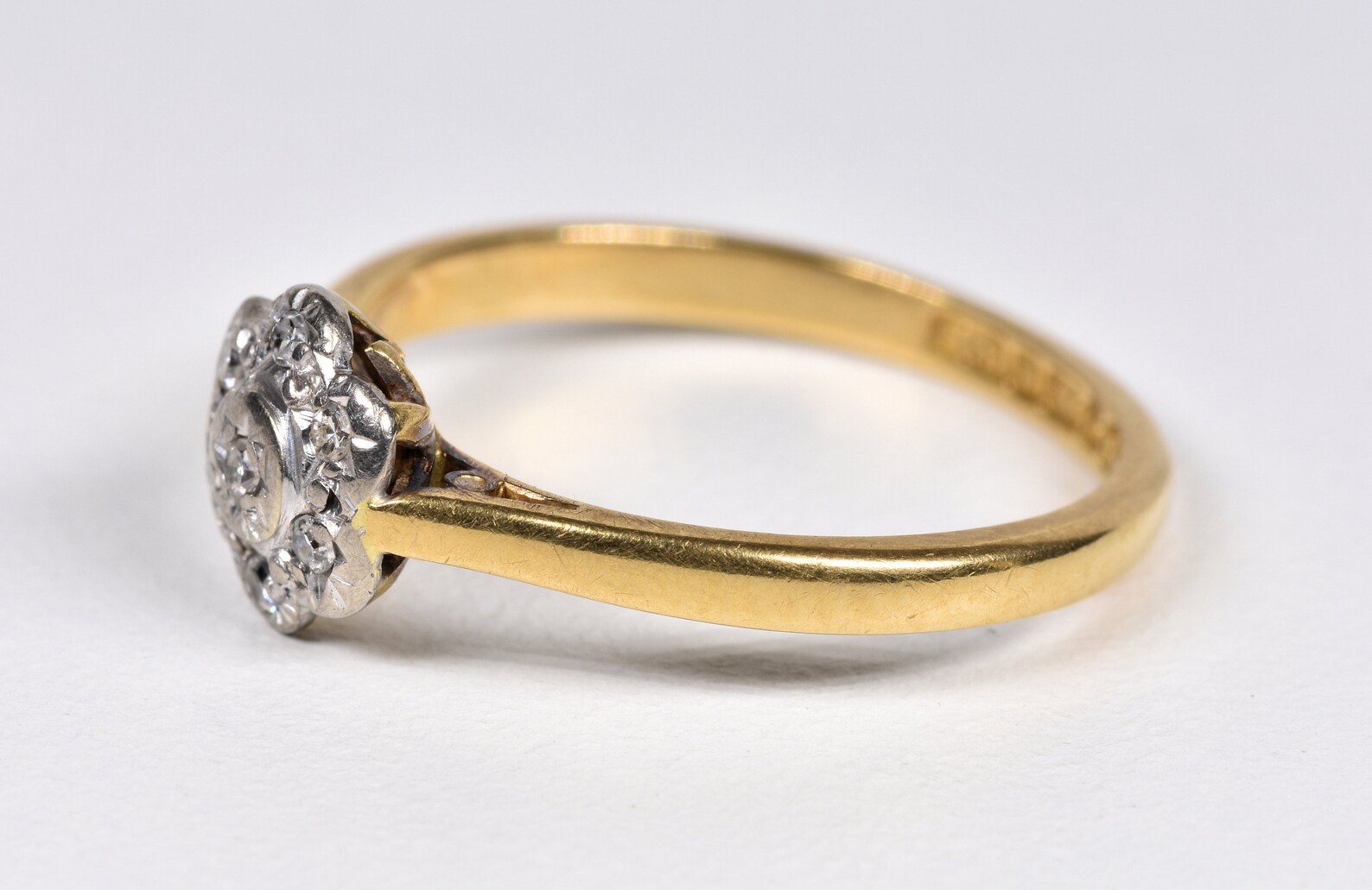 Vintage 18ct Gold Diamond Daisy Ring birmingham1987 - Etsy