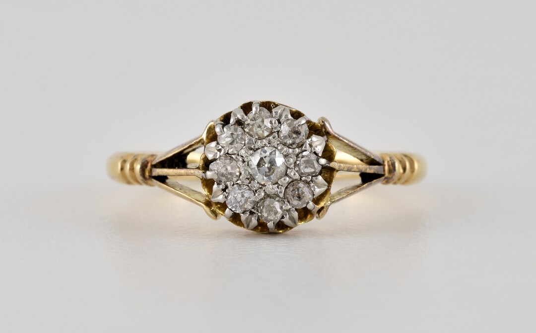 Antique George V 18ct Gold Diamond Daisy Ring, Chester, 1913 - Etsy ...