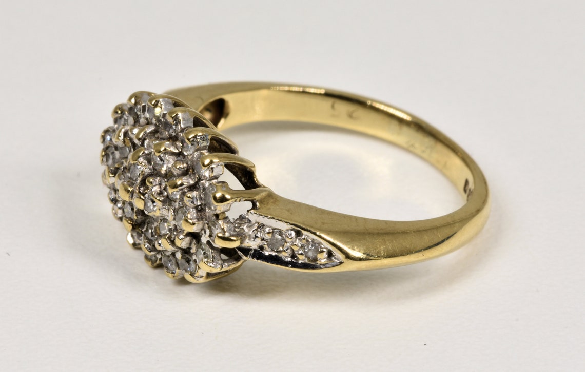 Vintage 9ct Gold Diamond Cluster Ring sheffield1997 - Etsy