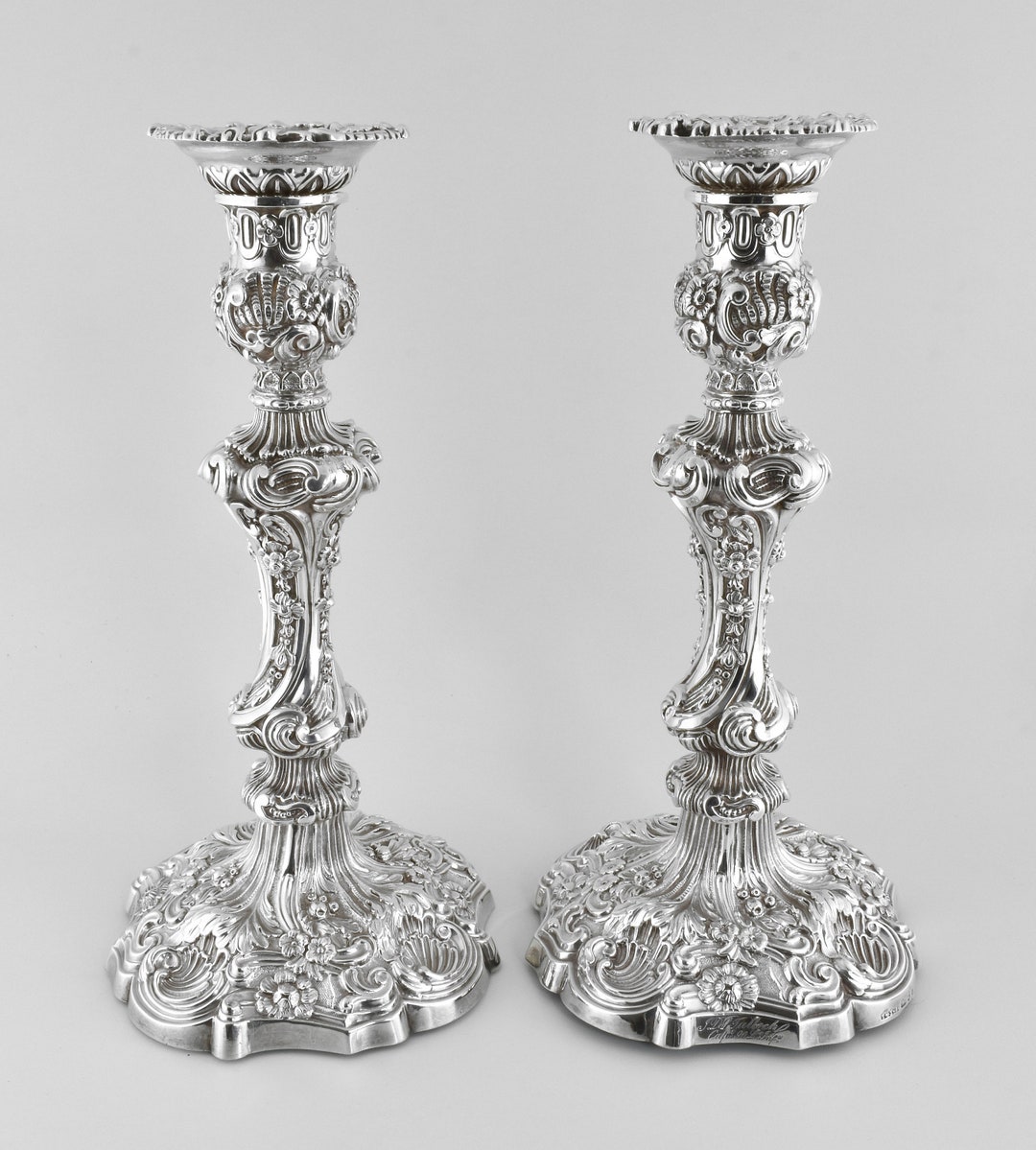 Antique George IV Large Solid Silver Candle Sticks, John Thomas Settle ...