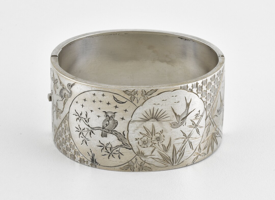 Antique Victorian Solid Silver Hinged Cuff Bracelet, C1880 - Etsy