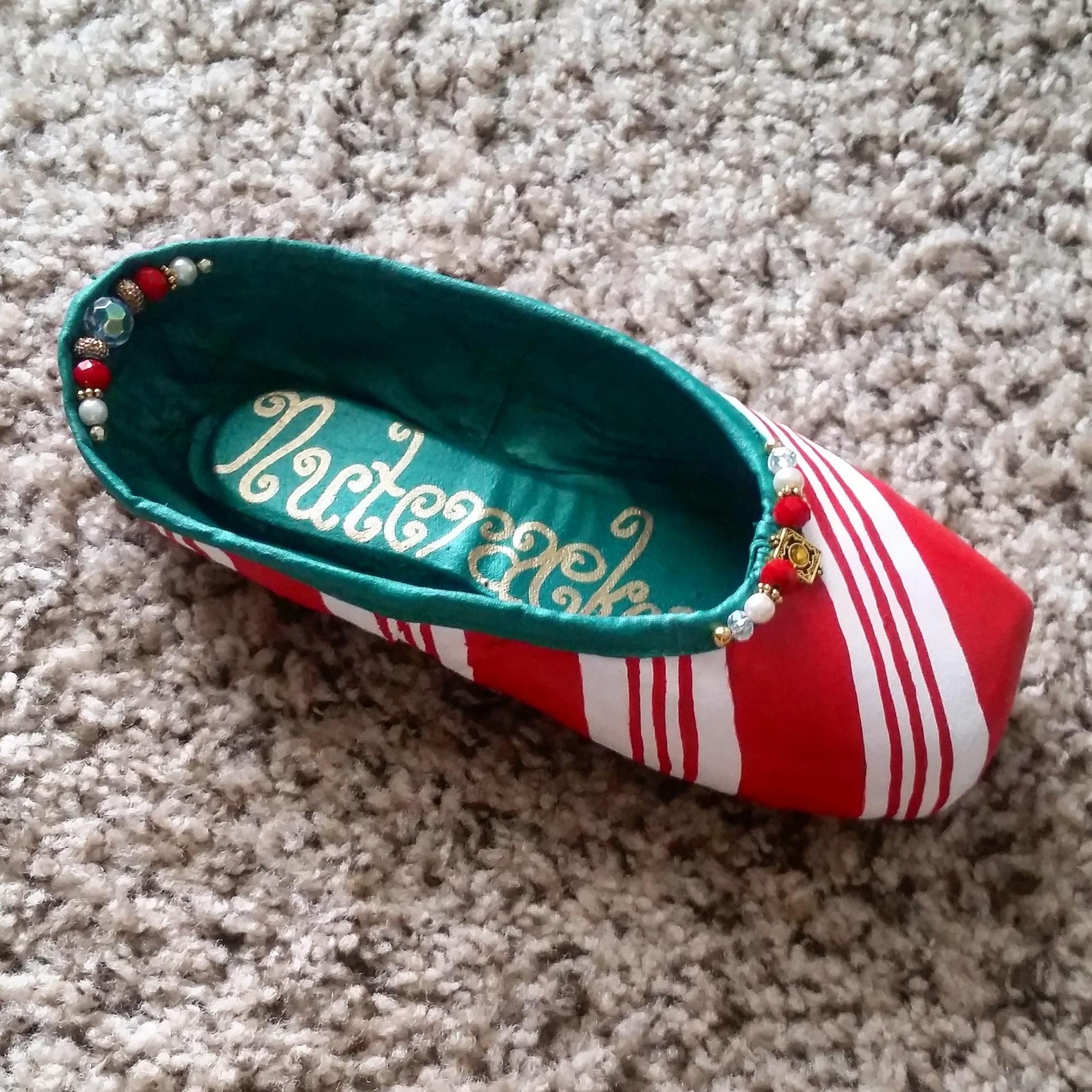 Candy Cane Shoe (decorated Pointe Shoe) - Etsy