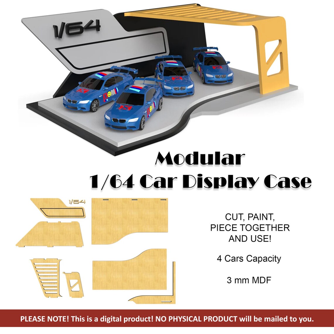 Modular 1/64 Car Display Case Files | 4 Diecast Cars Capacity | Laser ...