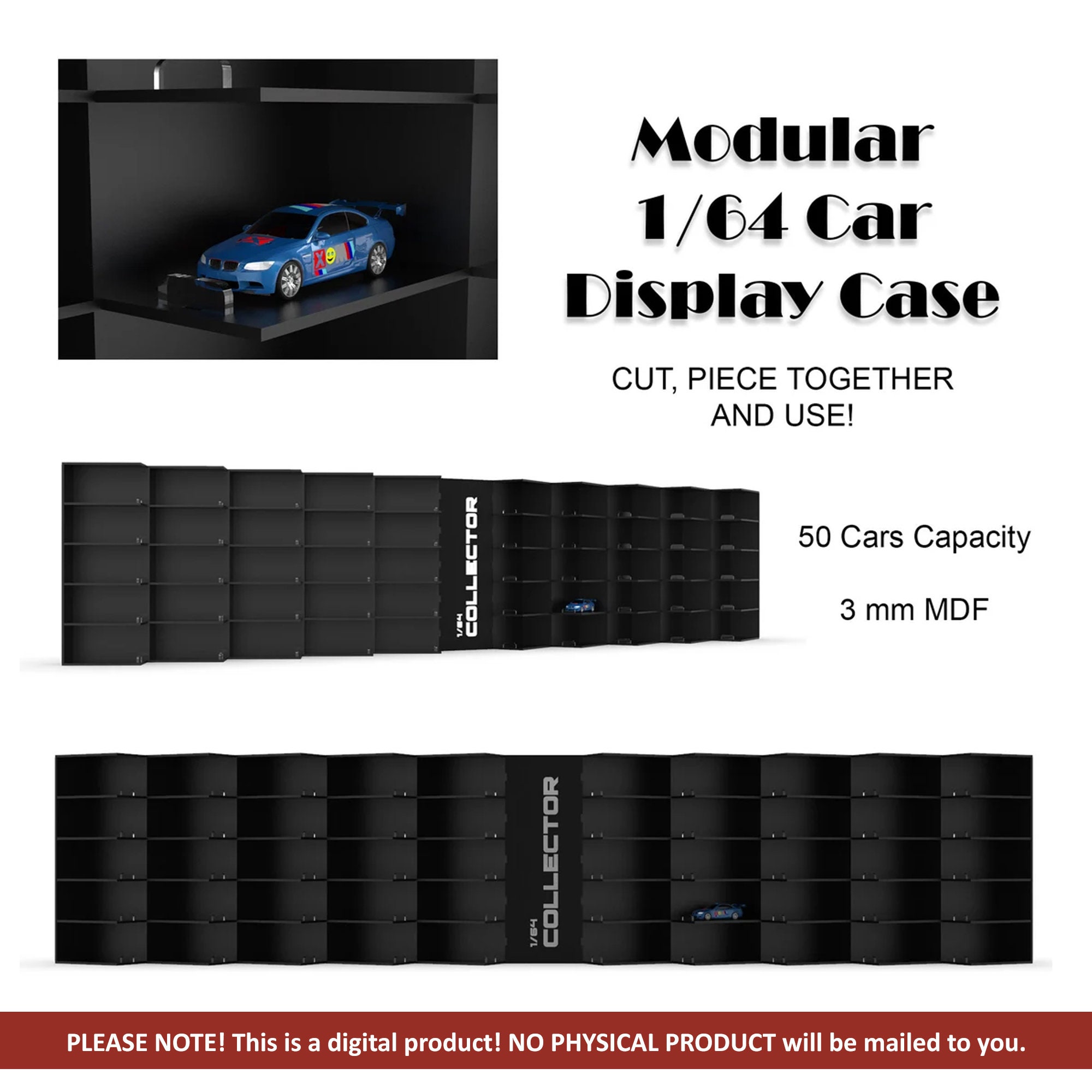 Modular 1/64 Car Display Case Files | 50 Diecast Cars Capacity | Laser ...