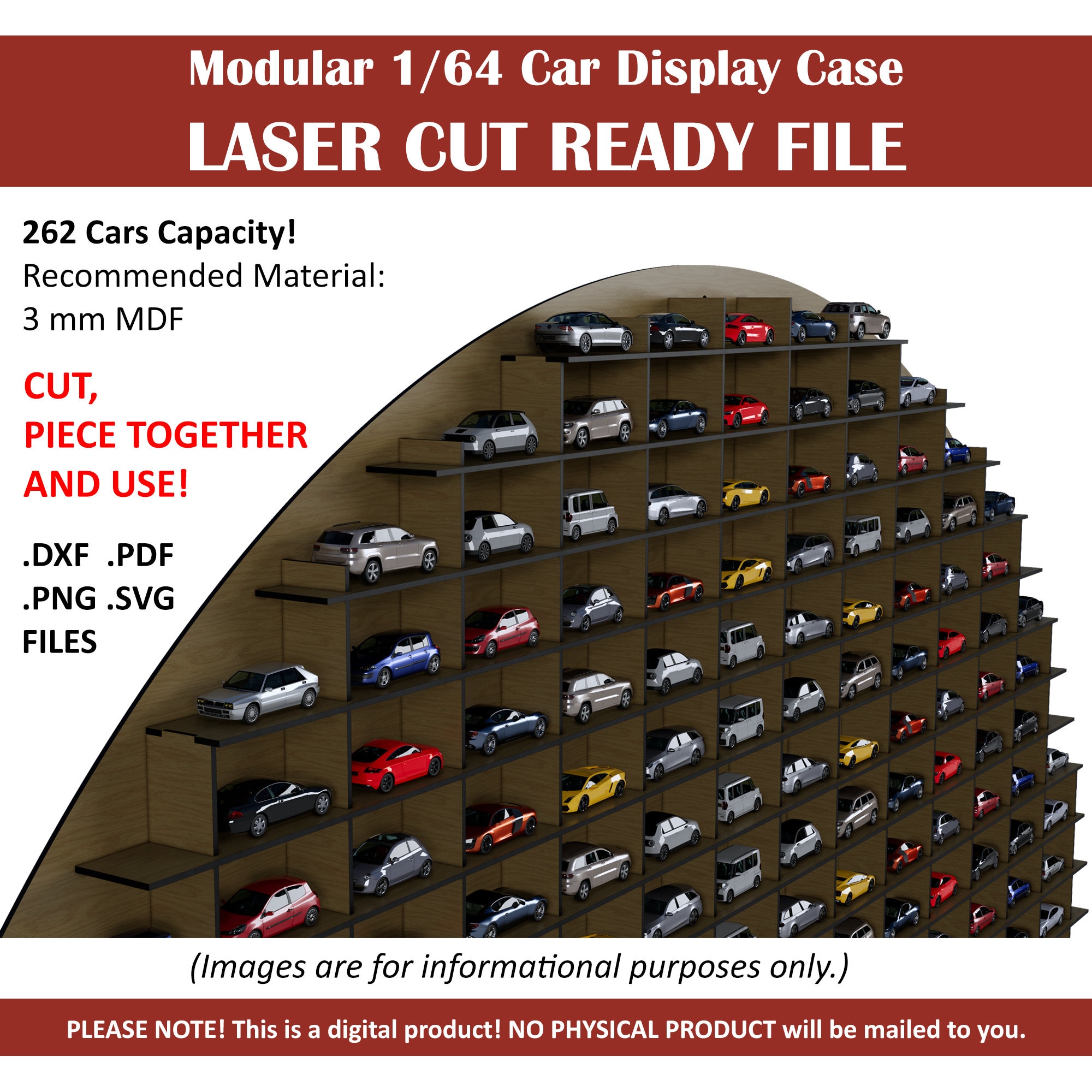 Modular 1/64 Car Display Case Files | 262 Diecast Cars Capacity | Laser ...