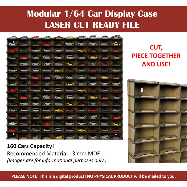 Modular 1/64 Car Display Case Files | 160 Diecast Cars Capacity | Laser ...