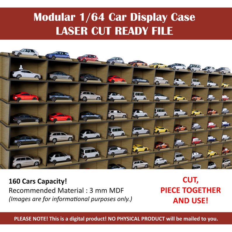 Modular 1/64 Car Display Case Files | 160 Diecast Cars Capacity | Laser ...