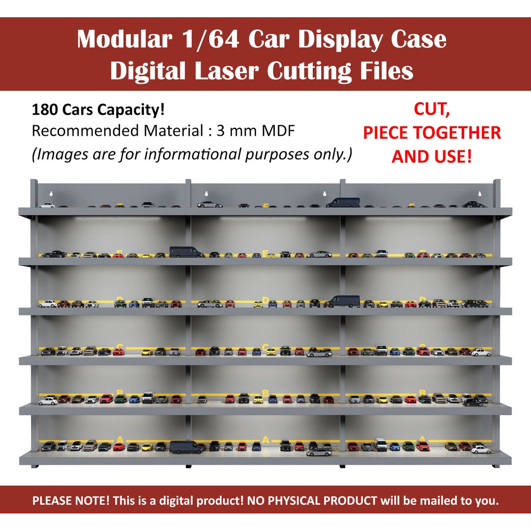 Modular 1/64 Car Display Case Files | 180 Diecast Cars Capacity | Laser ...