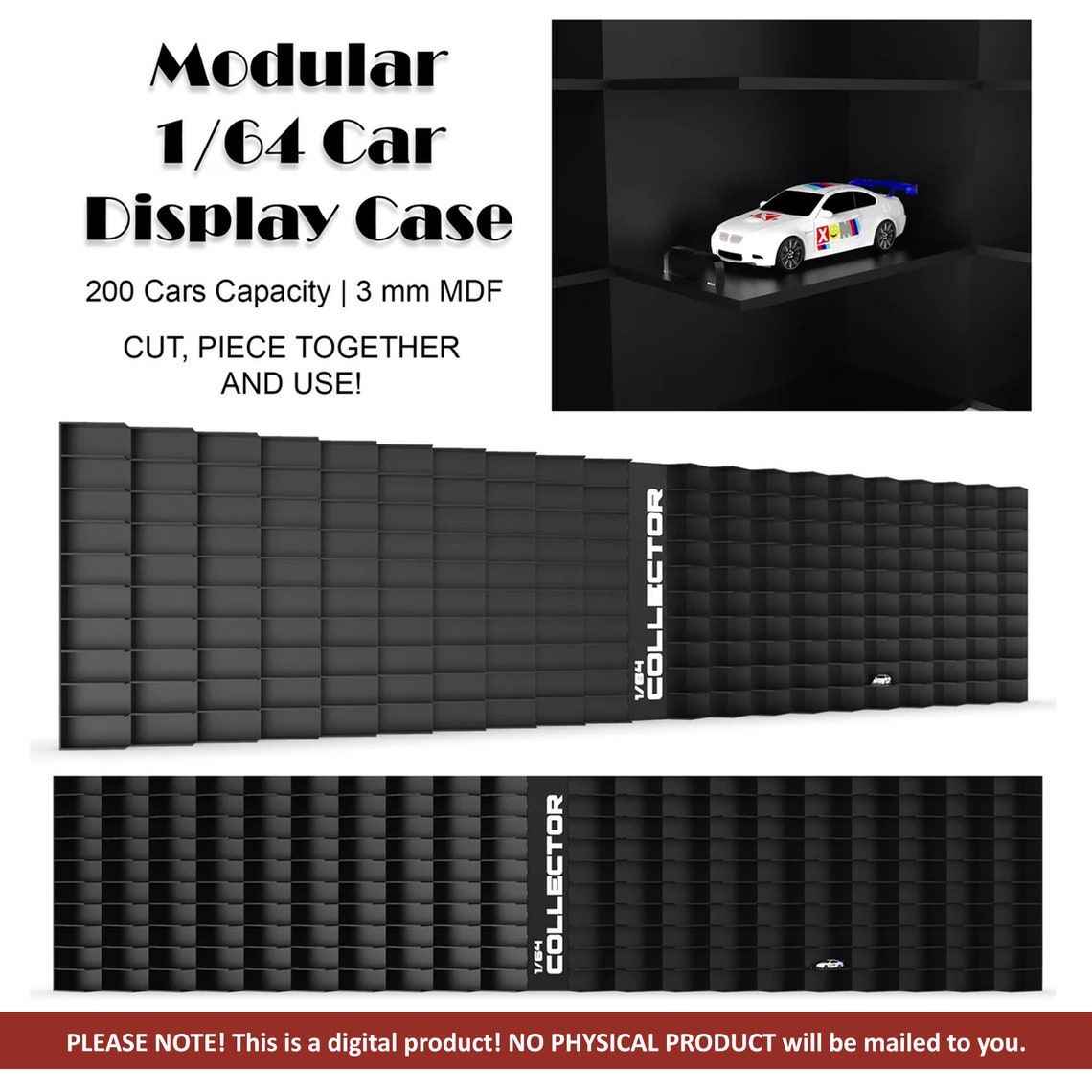 Modular 1/64 Car Display Case Files | 200 Diecast Cars Capacity | Laser ...