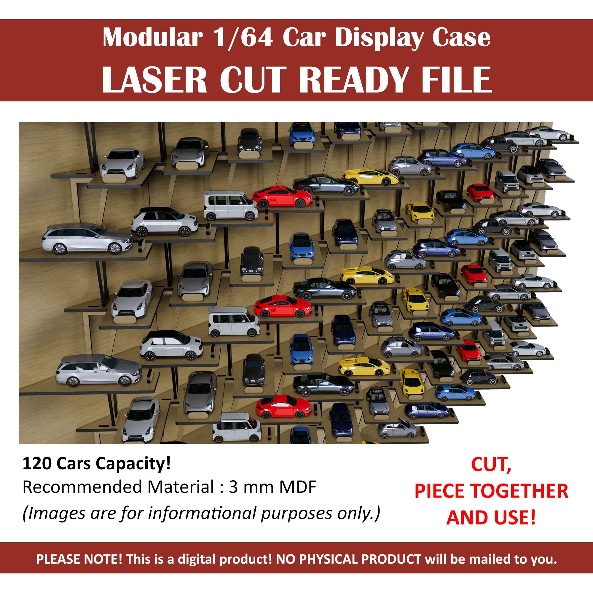 Modular 1/64 Car Display Case Files | 120 Diecast Cars Capacity | Laser ...