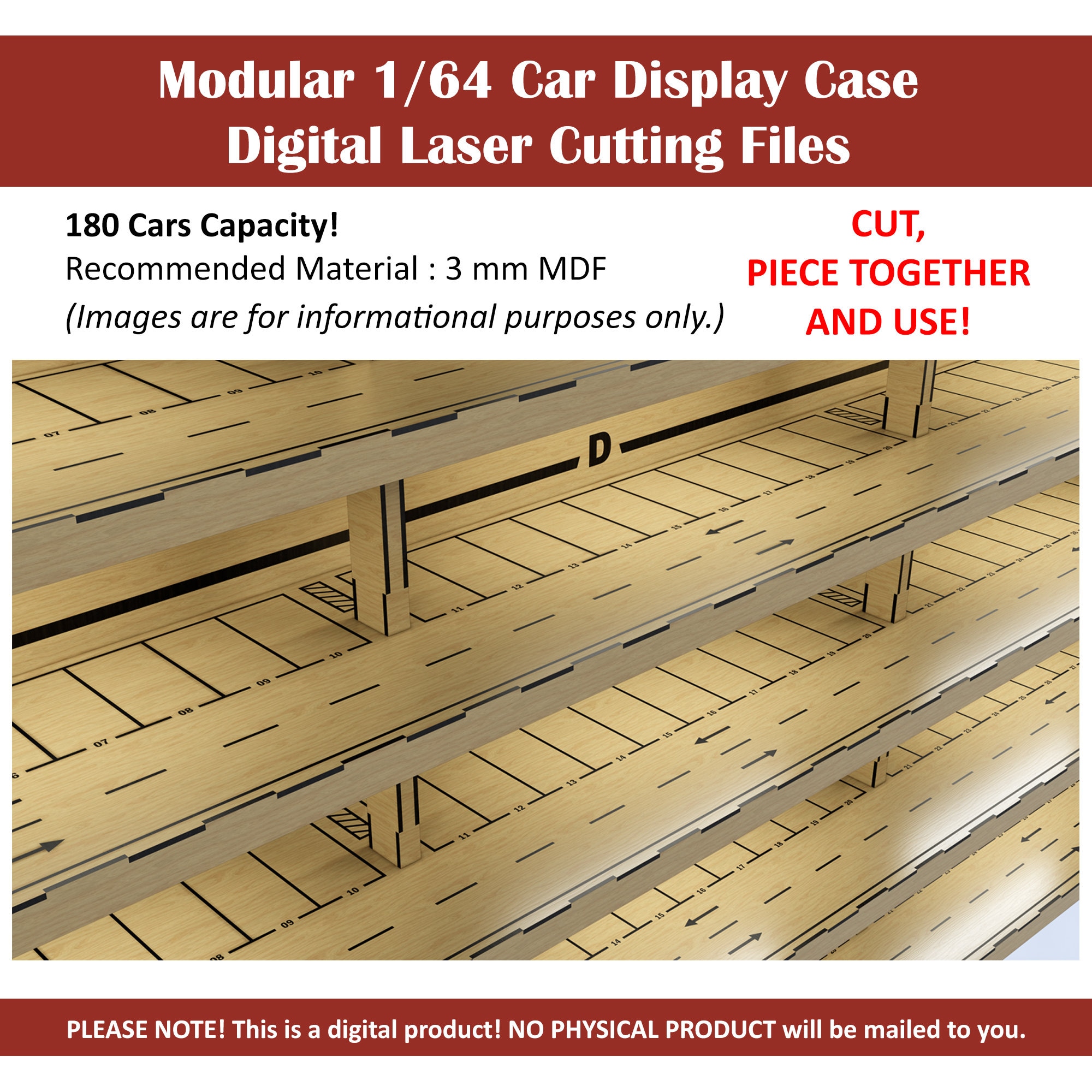Modular 1/64 Car Display Case Files | 180 Diecast Cars Capacity | Laser ...