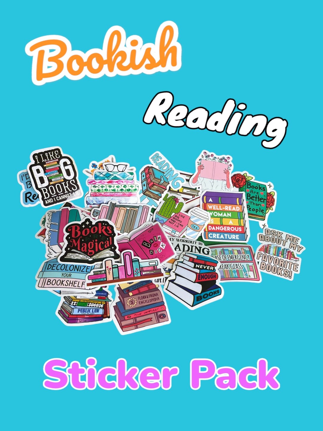 Book Bookish and Reading Themed 50 Piece Sticker Pack - Etsy