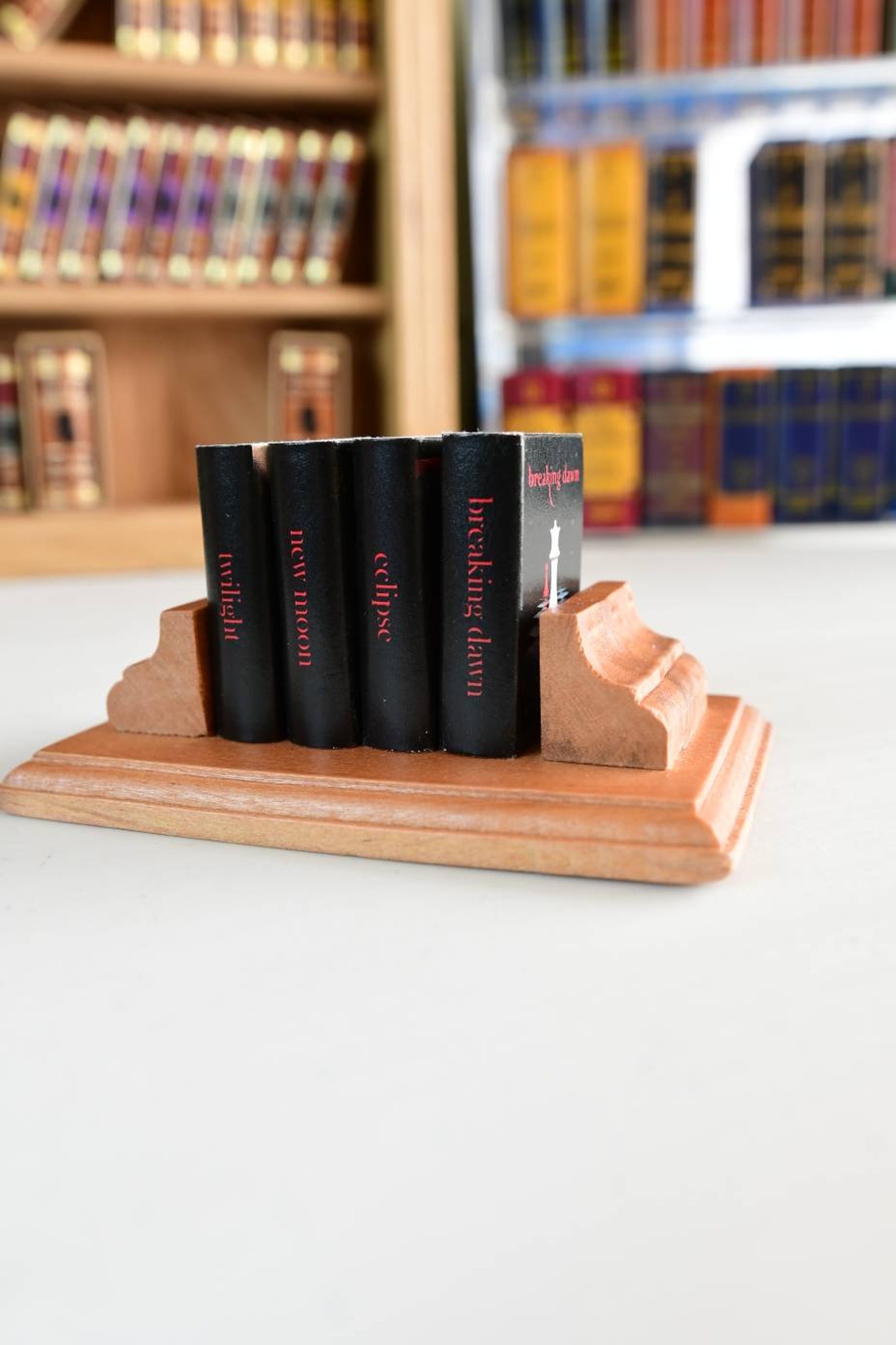 Small Wooden Bookstand Bookend for Miniature Books fits 2 | Etsy