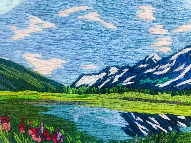Alaska Art/ Thread Art/embroidery Art/ Stitched Art/ Mountain - Etsy