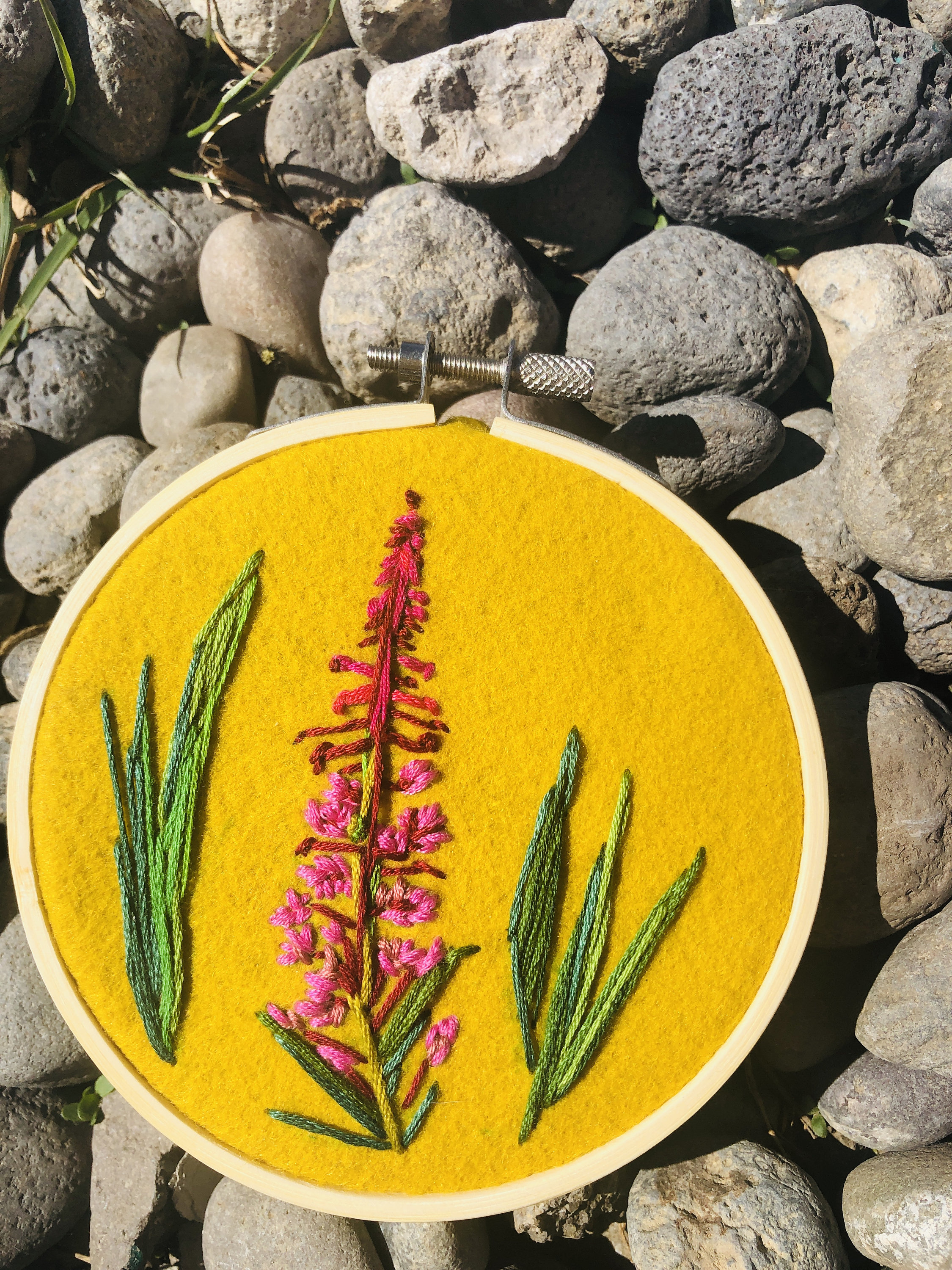 Alaska Art/ Fireweed Flower Art/ Bright Flower/handmade Embroidery Art ...