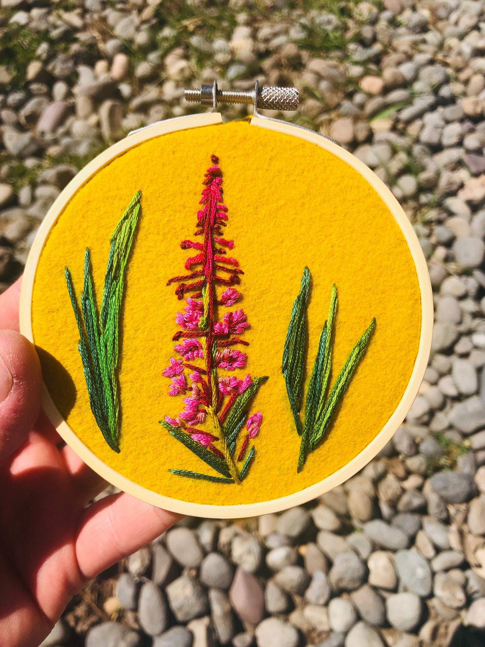 Alaska Art/ Fireweed Flower Art/ Bright Flower/handmade Embroidery Art ...