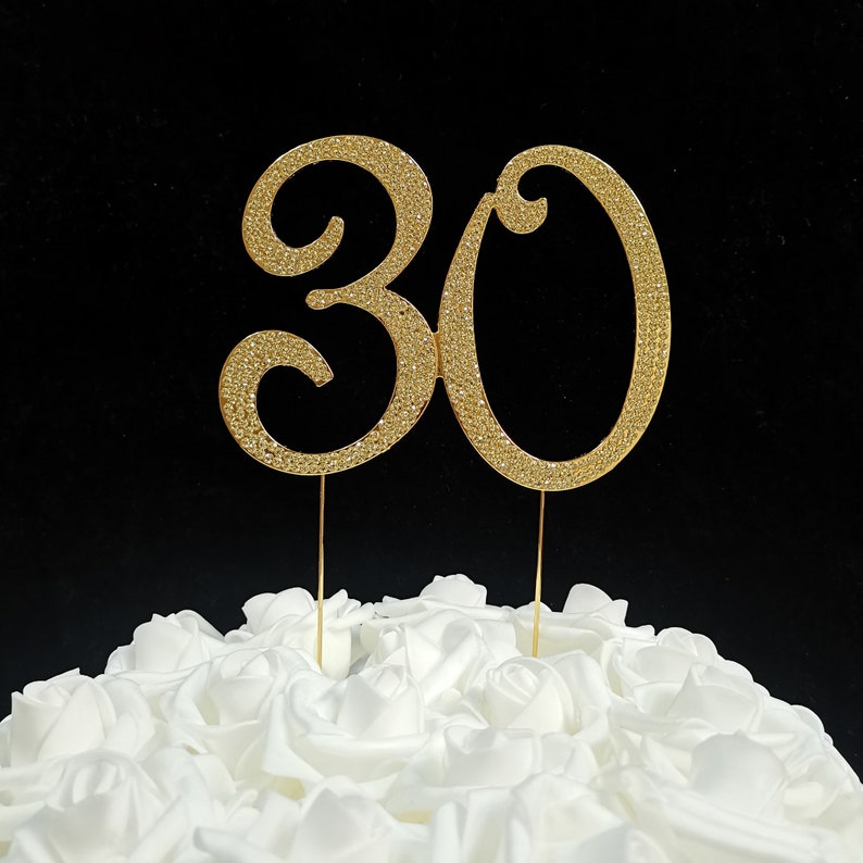30 Cake Topper Rhinestone Monogram Bling Cake Toppers Centerpiece ...