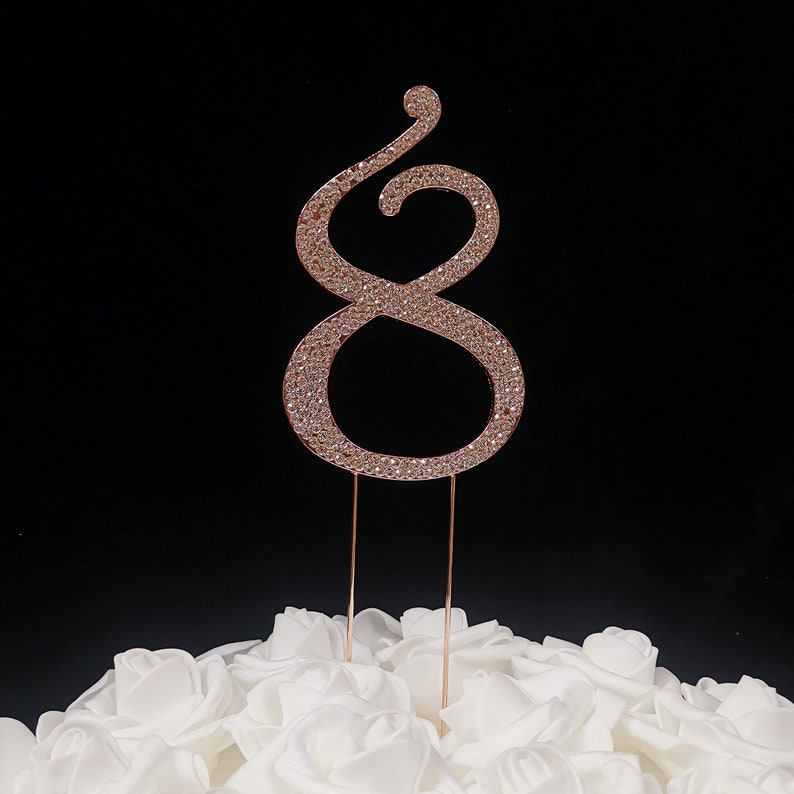 Numbers Cake Toppers - Rose Gold / Clear Rhinestones - Etsy