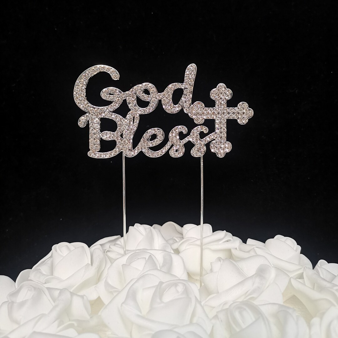 God Bless Cake Toppers in Gold / Silver Rhinestone - Etsy