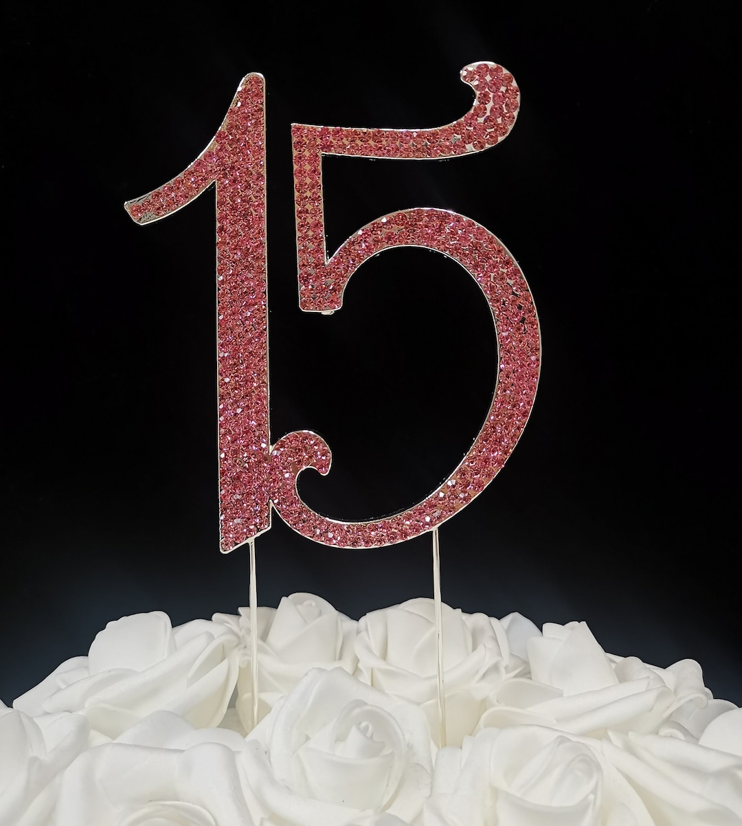 15 Cake Topper Silver / Gold / Pink Rhinestone Monogram Bling Cake ...