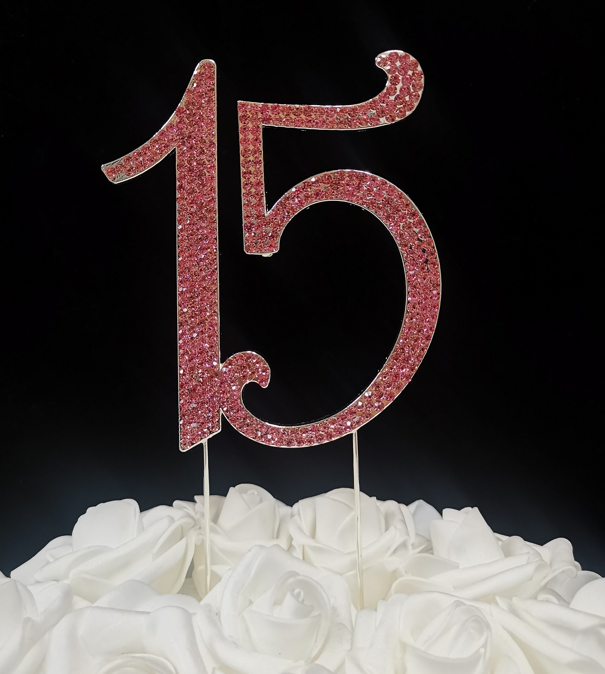 15 Cake Topper Silver / Gold / Pink Rhinestone Monogram Bling Cake ...