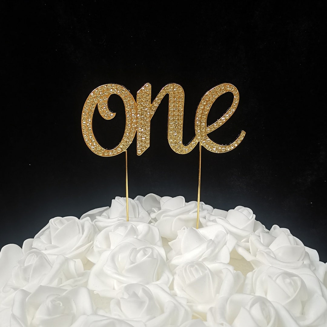 One Cake Topper/ Gold Silver Rhinestone Cake Topper /ONE for First ...