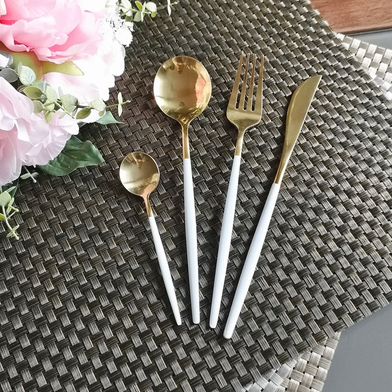 Black and Gold Cutlery Set - Etsy
