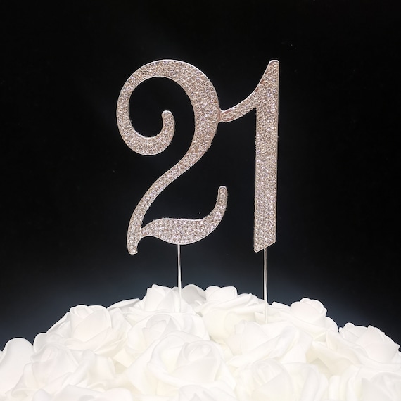 21 Rhinestone Cake Topper Silver / Gold - Etsy