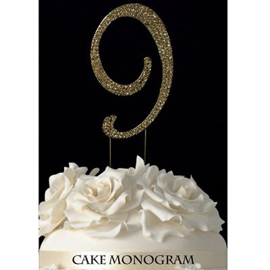 Gold Number Cake Toppers Rhinestone Monogram Bling Cake | Etsy
