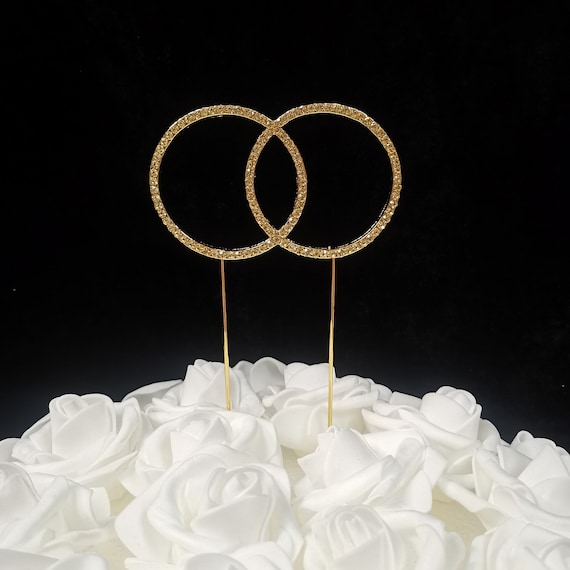 Double Ring Cake Topper Gold Engagement Ring Cake Topper – NORA