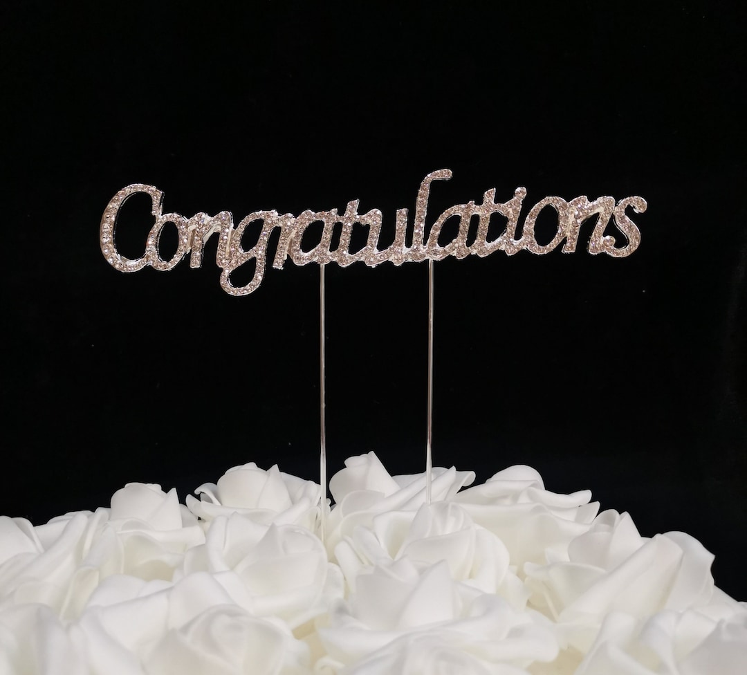 Congratulations Rhinestone Monogram Cake Toppers - Silver and Gold - Etsy